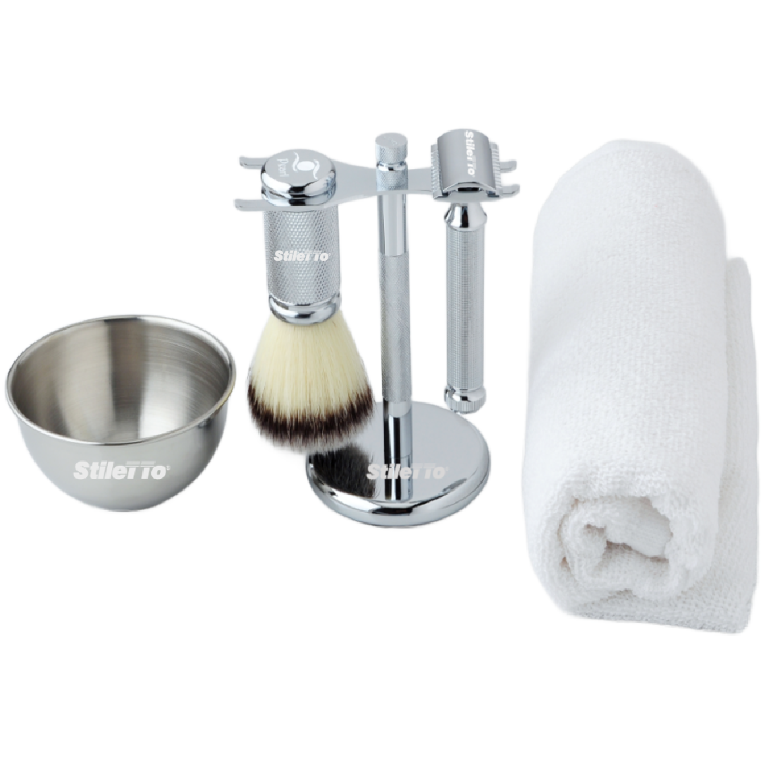 STILETTO SET COMPLETO DE AFEITADO SRBB T121-Cromo – BARBERSHOP